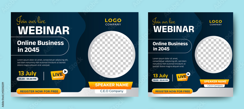Online Business live webinar banner invitation and social media post ...