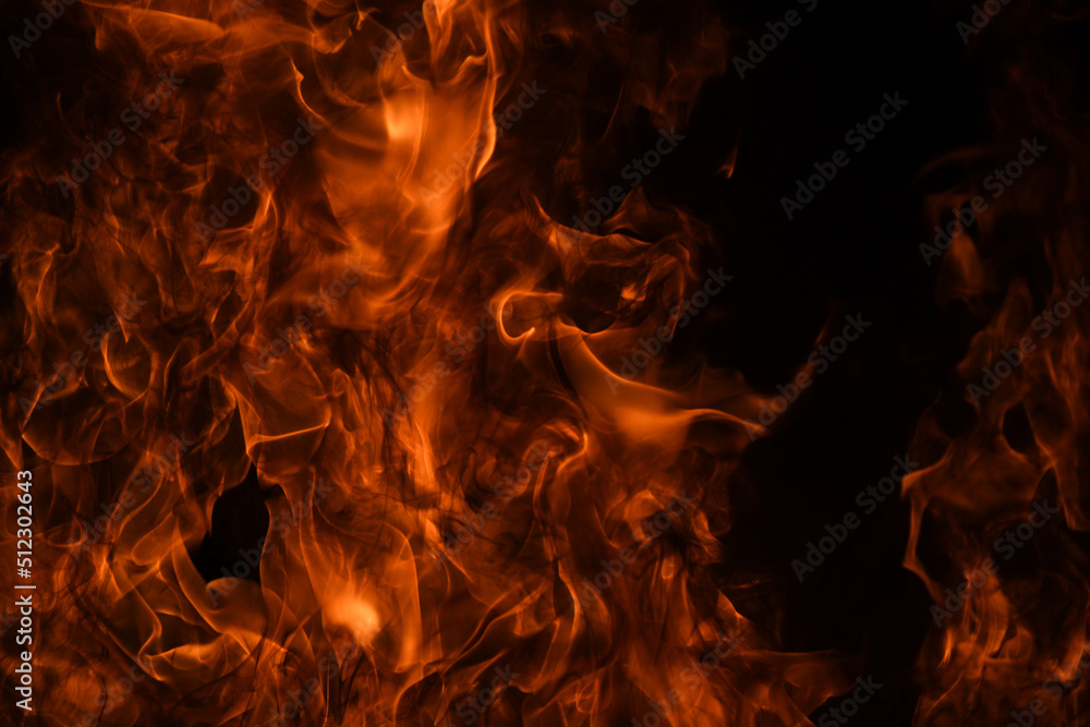 Fire flames on black background. Fire burn flame isolated, abstract ...