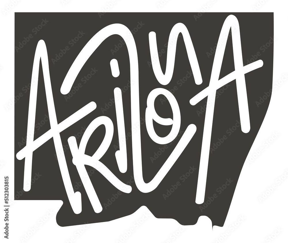 Arizona. Vector silhouette state. Arizona map with text script. Vector ...