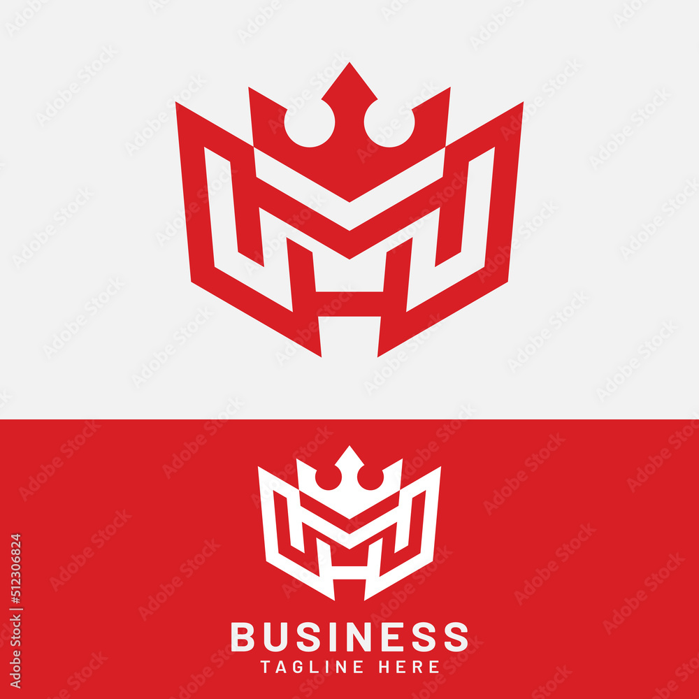 M H MH HM Letter Monogram Initial with Crown Logo Design Template ...