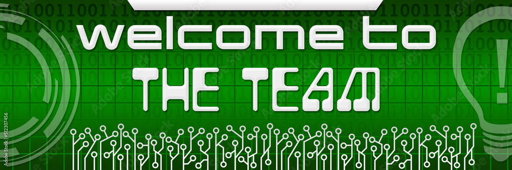Poster Welcome To The Team Gear Bulb Circuit Symbols Binary Texture ...