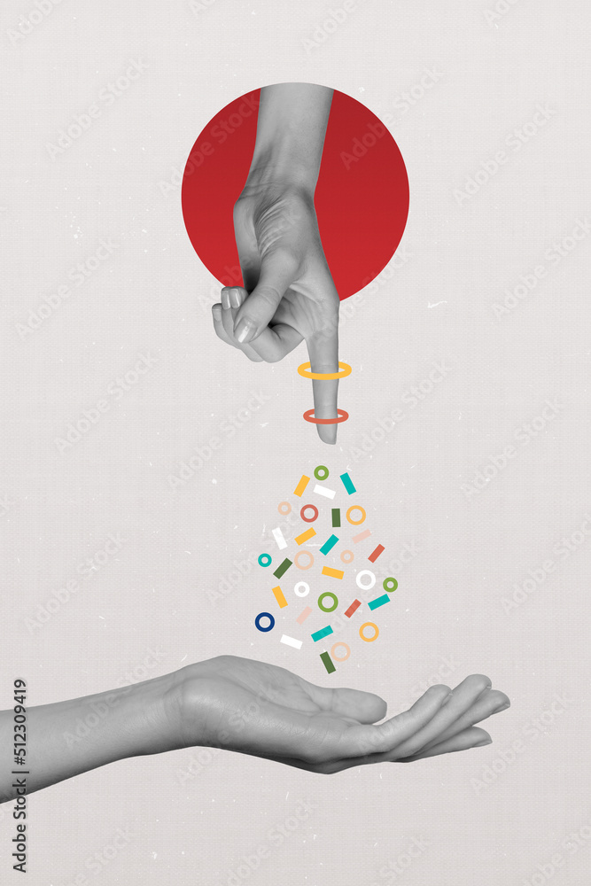 Exclusive minimal magazine sketch collage of arm palm catching things ...