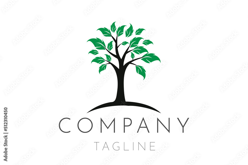 Stylized vector tree logo icon on white background. Tree Logo Template ...