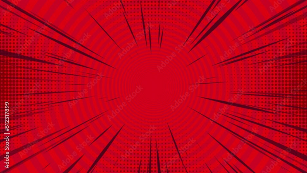 Red pop art background with speed lines. Stock Video | Adobe Stock