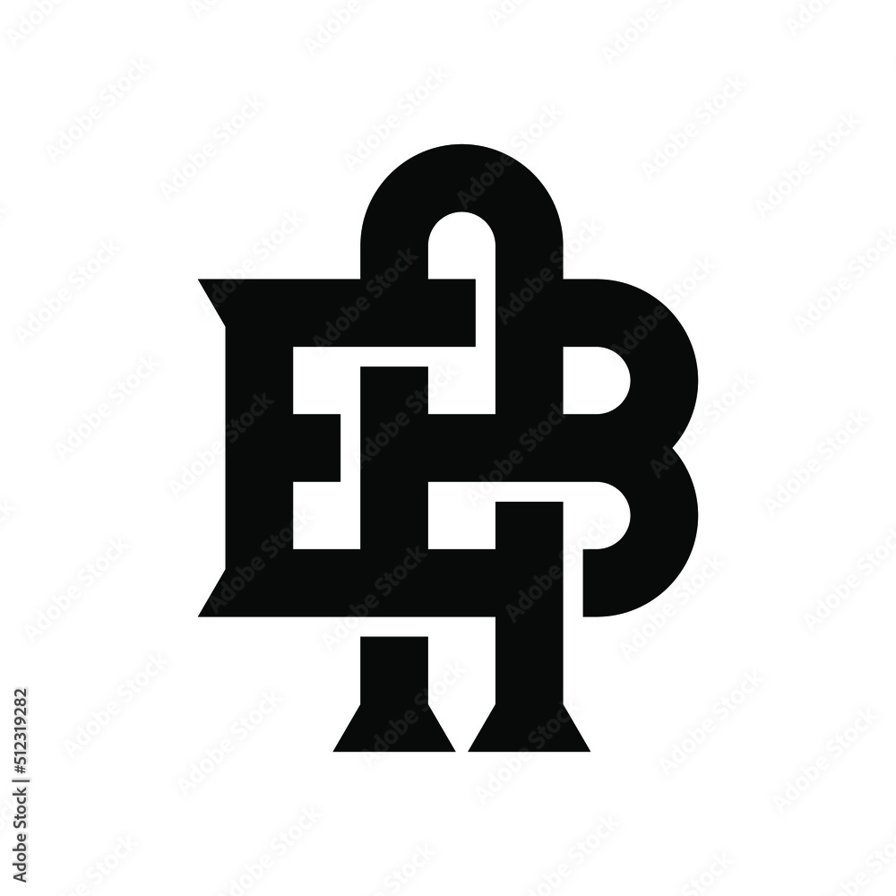 Monogram Initial letter B and A, BA, AB, overlapping interlock monogram ...