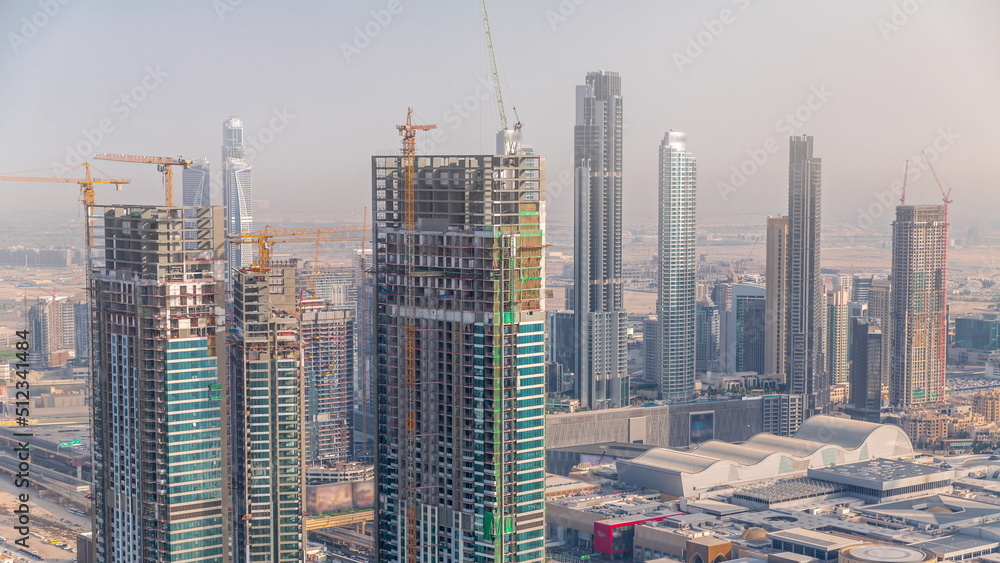 Dubai downtown with large-scale construction of a residential complex ...