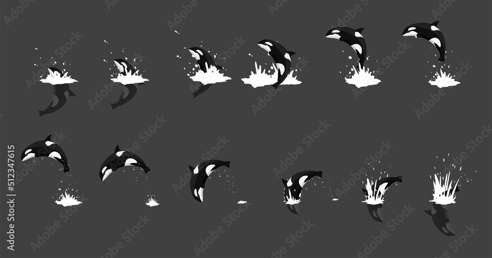 Animal Animation Orca Jumping Cartoon Vector Stock Vector | Adobe Stock
