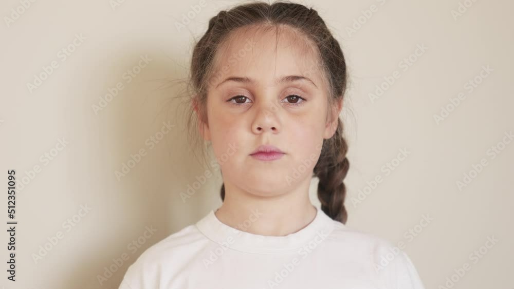 portrait child girl looking at the camera. happy family kid dream ...