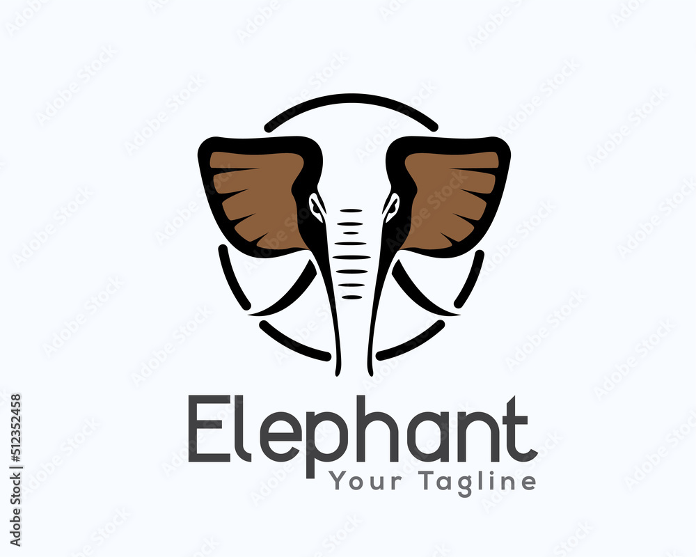 circle head face elephant logo icon symbol design template illustration ...