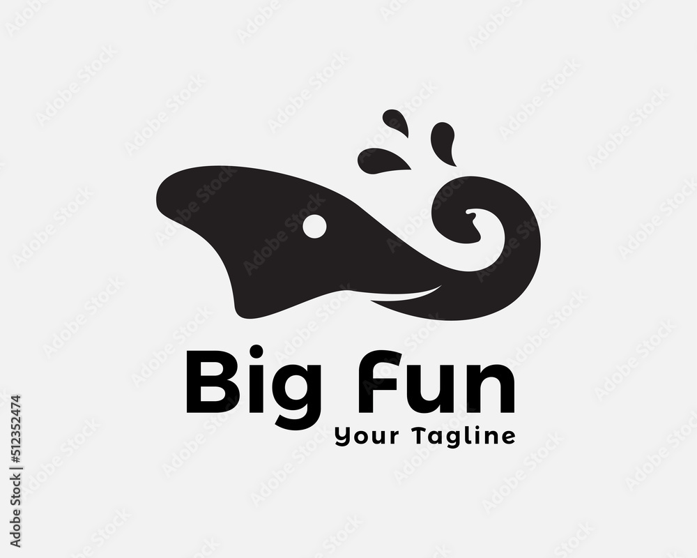 simple abstract silhouette head elephant swirl trunk logo icon symbol ...