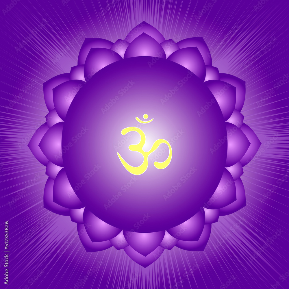 The seventh chakra Sahasrara. The crown or highest chakra with Hindu ...