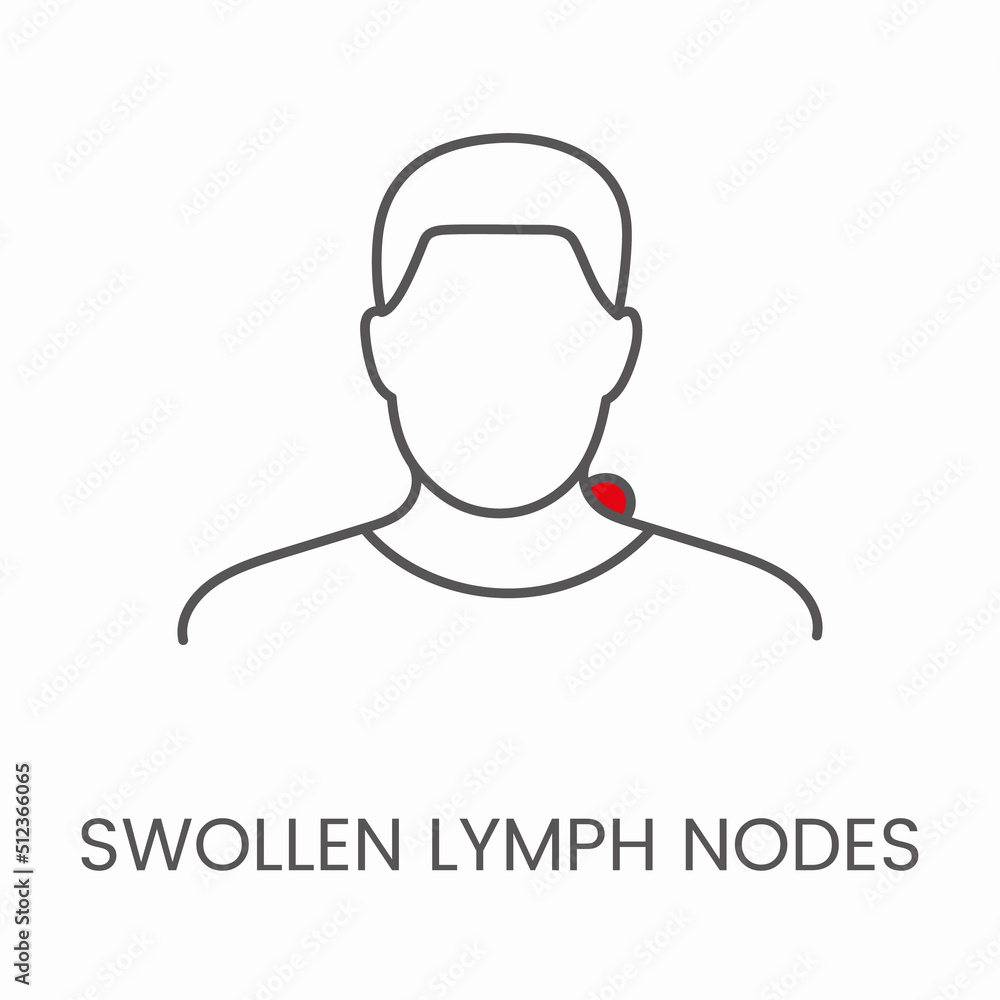 Swollen lymph nodes, linear vector icon Stock Vector | Adobe Stock