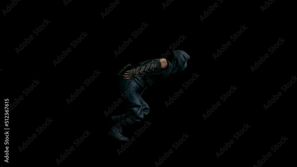 Ninja Run animation.Full HD 1920×1080.6 Second Long.Transparent Alpha ...