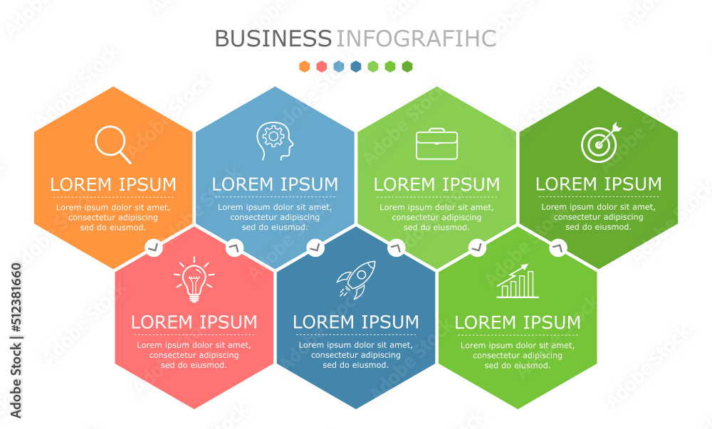 Business infographic Vector with 7 steps. Used for information,data ...