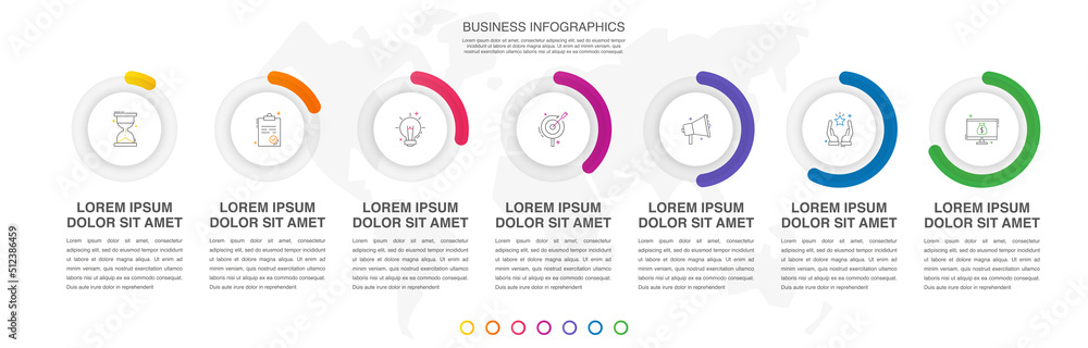 Vector template circle infographics. Modern business concept with seven ...