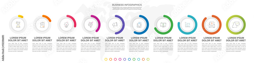 Vector template circle infographics. Modern business concept with 10 ...