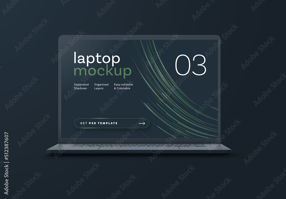 Dark Laptop Screen Mockup Stock Template | Adobe Stock