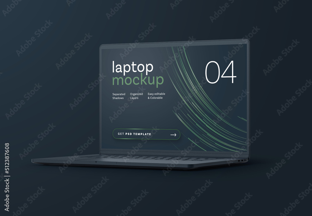 Dark Laptop Screen Mockup Stock Template | Adobe Stock