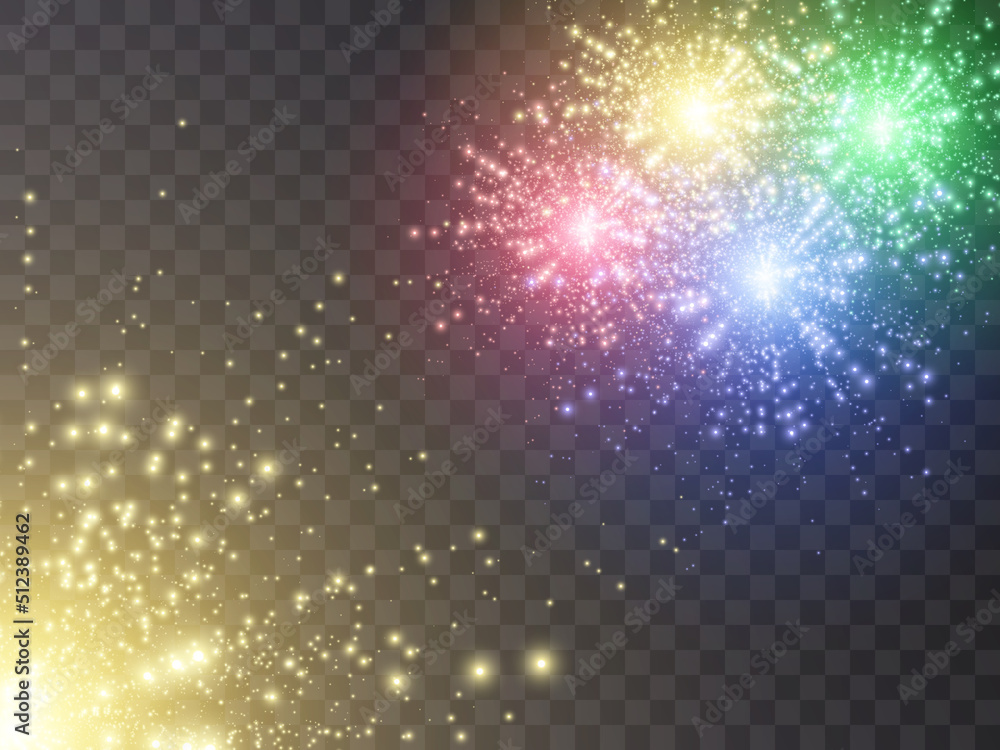 Bright colorful fireworks on a transparent background. Vector Stock ...