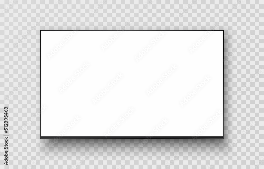 Modern blank white screen lcd, smart led. Realistic modern TV screen ...