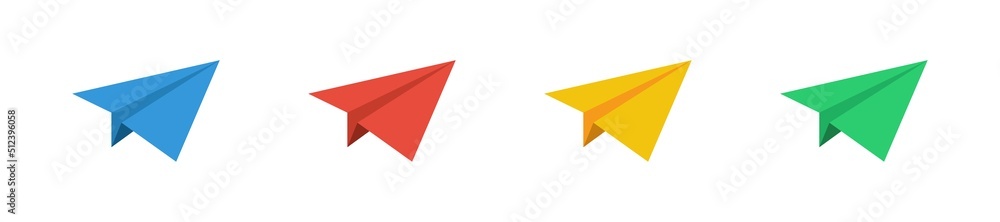 Colour paper plane collection. Vector isolated illustration. Colored ...