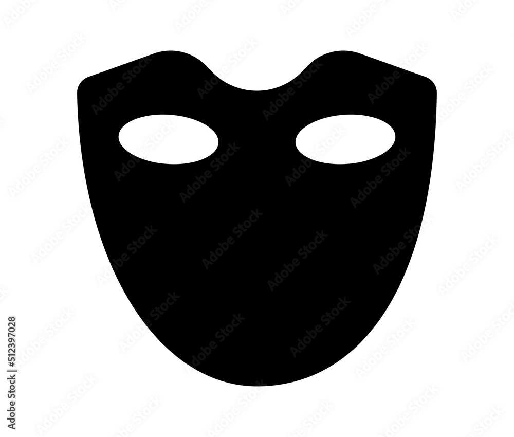 Mask superhero or bandit villain vector icon. Black masquerade costume ...