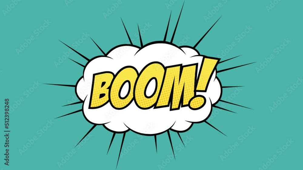 Animation of comic 5 options text over multiple comic speech bubbles ...