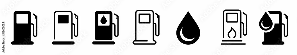 Fuel icon set. Gas station icons or signs. Engine oil icon symbol ...