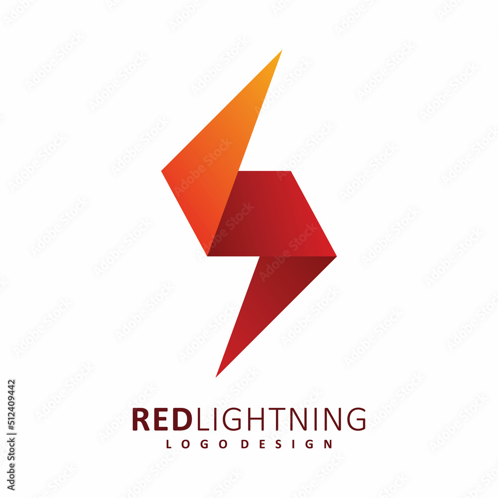 red lightning zig zag logo design Stock Vector | Adobe Stock