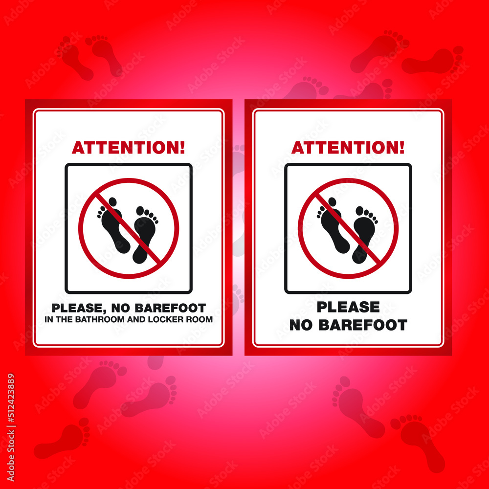 No Barefoot Safety Sign Stock Vector | Adobe Stock