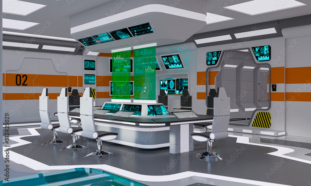 main table on the command control room Stock Illustration | Adobe Stock