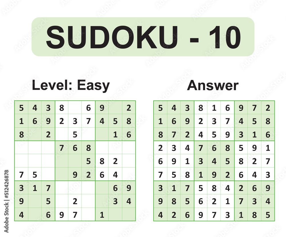 Vector Sudoku game with solution. Modern and simple vector. Easy level ...