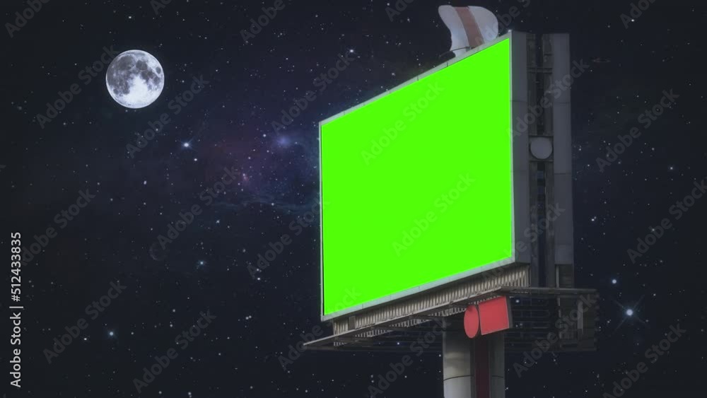 Green Screen Billboard Moonlight Space Background. Tall billboard with ...