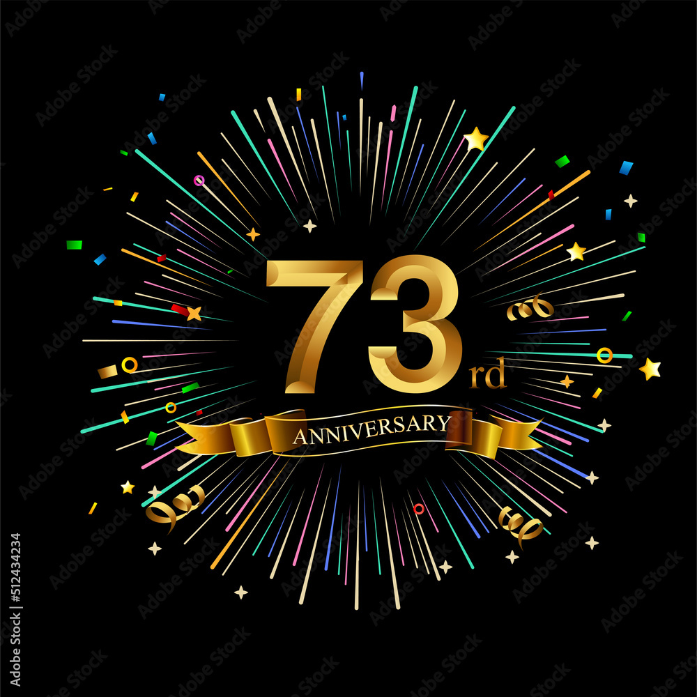 73rd Anniversary celebration. Golden number 73rd with sparkling ...