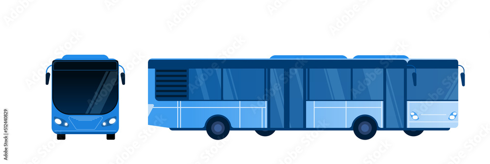 Modern bus side and front view vector isolated illustration. Fast ...