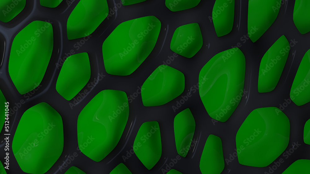 3D render of abstract background of black grid and green wall Stock ...