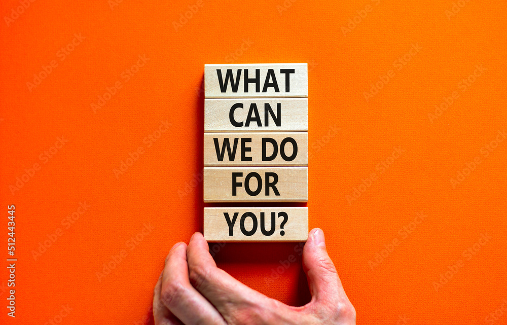 Support symbol. Concept words What can we do for you on wooden blocks ...