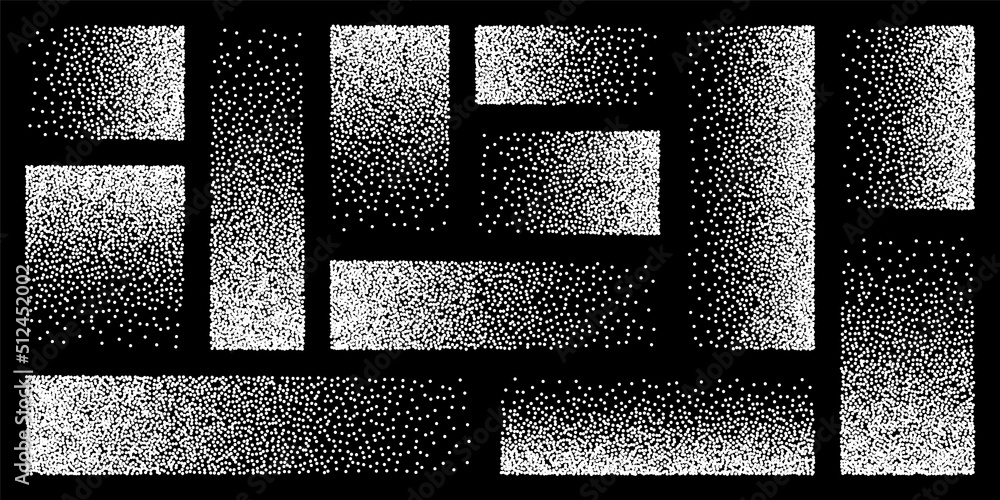 Stipple pattern, dotted rectangular design elements. Stippling, dotwork ...