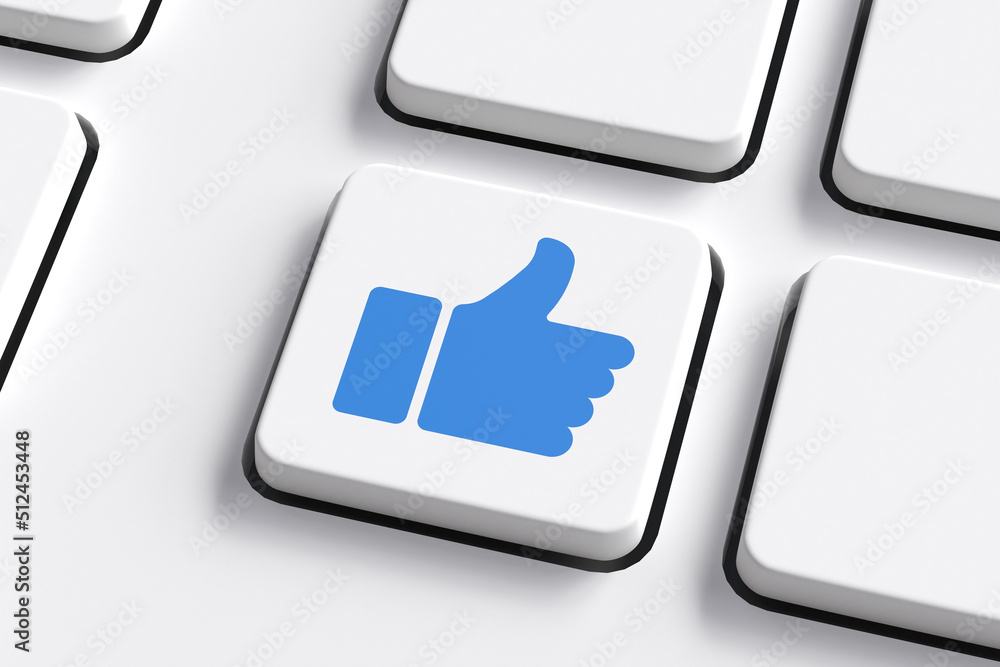 Blue thumbs up sign on a key of a computer keyboard Stock Illustration ...
