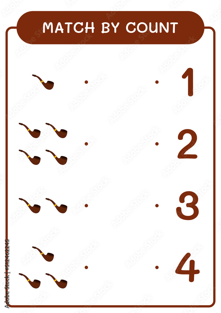 Match by count of Smoking pipe, game for children. Vector illustration ...