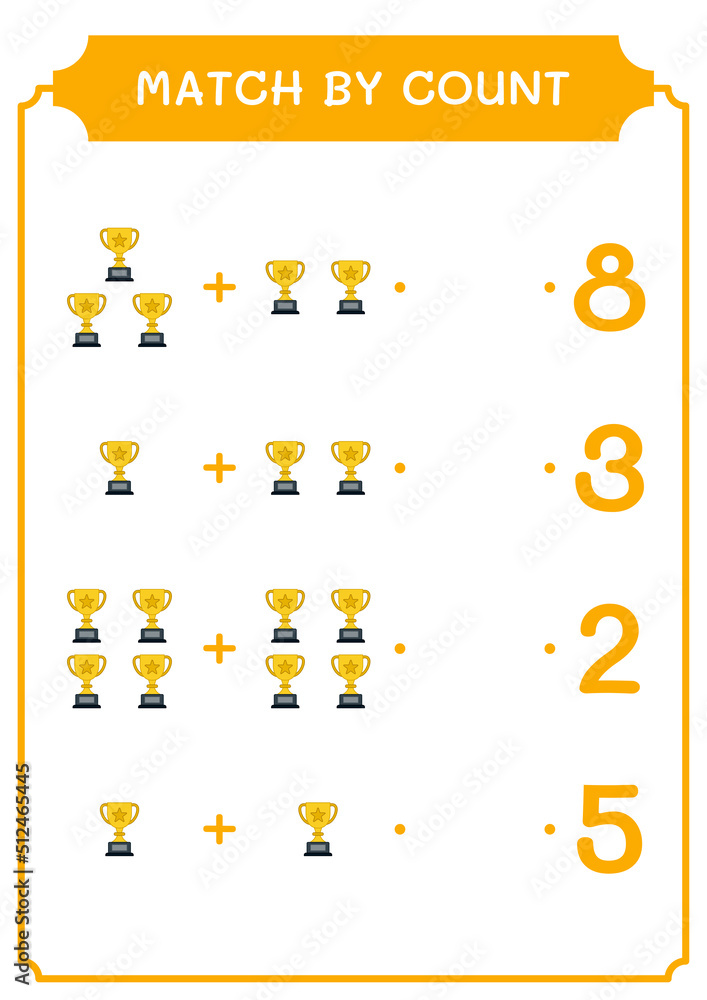 Match by count of Trophy, game for children. Vector illustration ...
