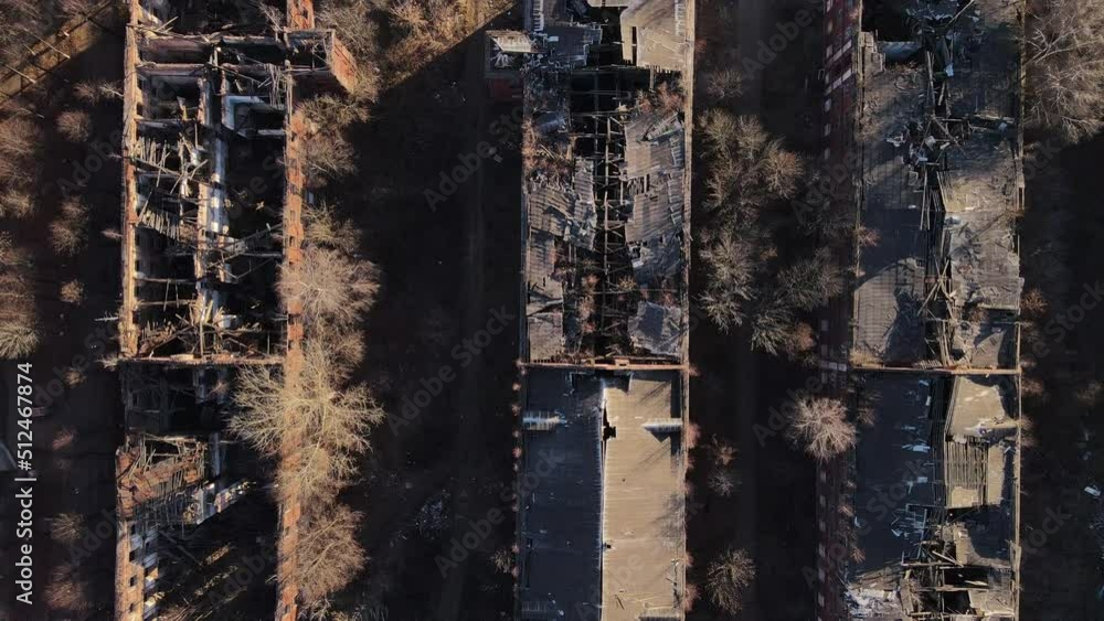 Aerial footage of bombing, House explosions, Real War, damaged city and ...