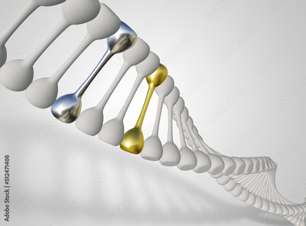 Transgenic Human DNA by Genetically Modified Organisms. 3D Rendering ...