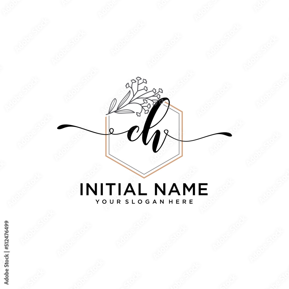 Initial letter CH beauty handwriting logo vector Stock Vector | Adobe Stock