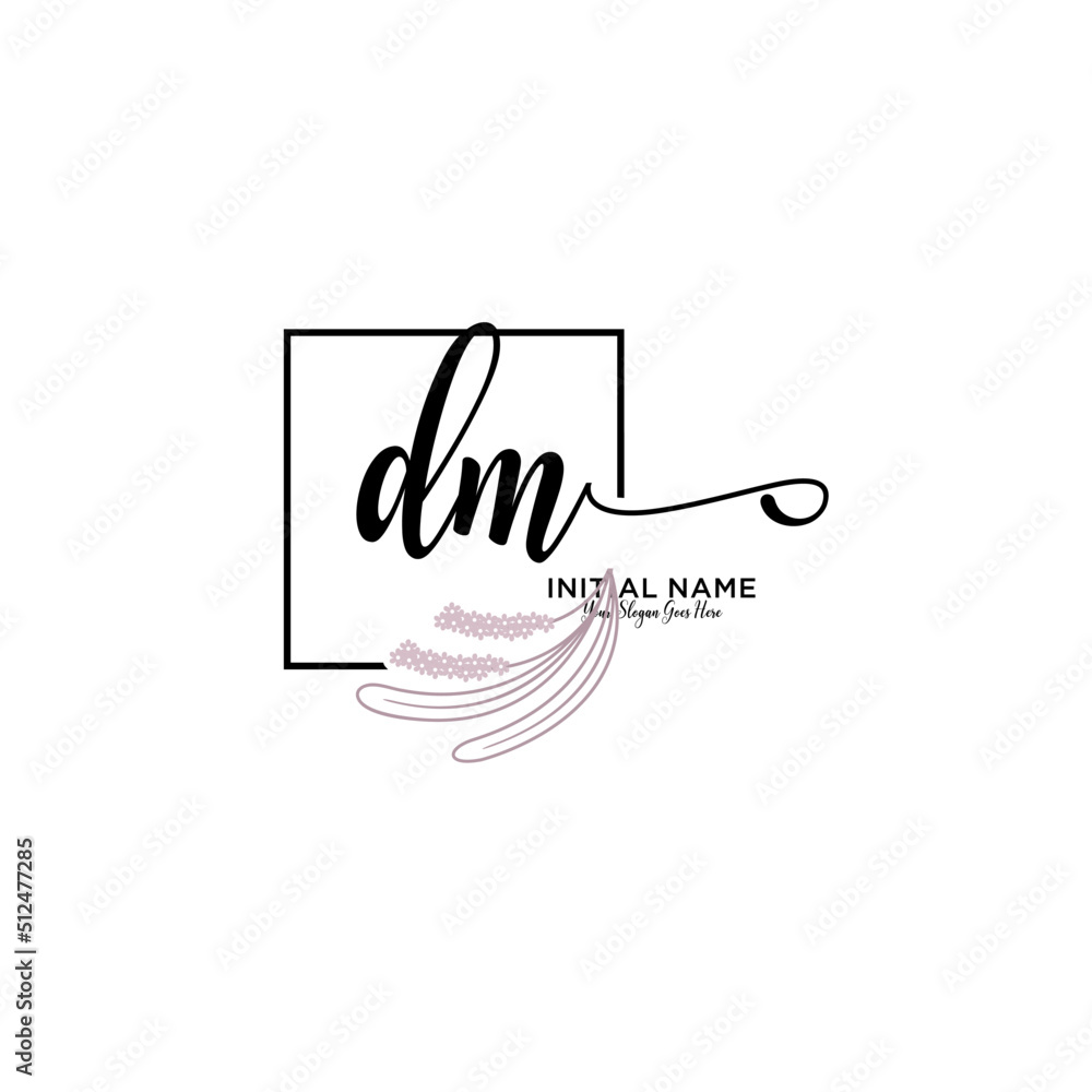 Initial letter DM beauty handwriting logo vector Stock Vector | Adobe Stock