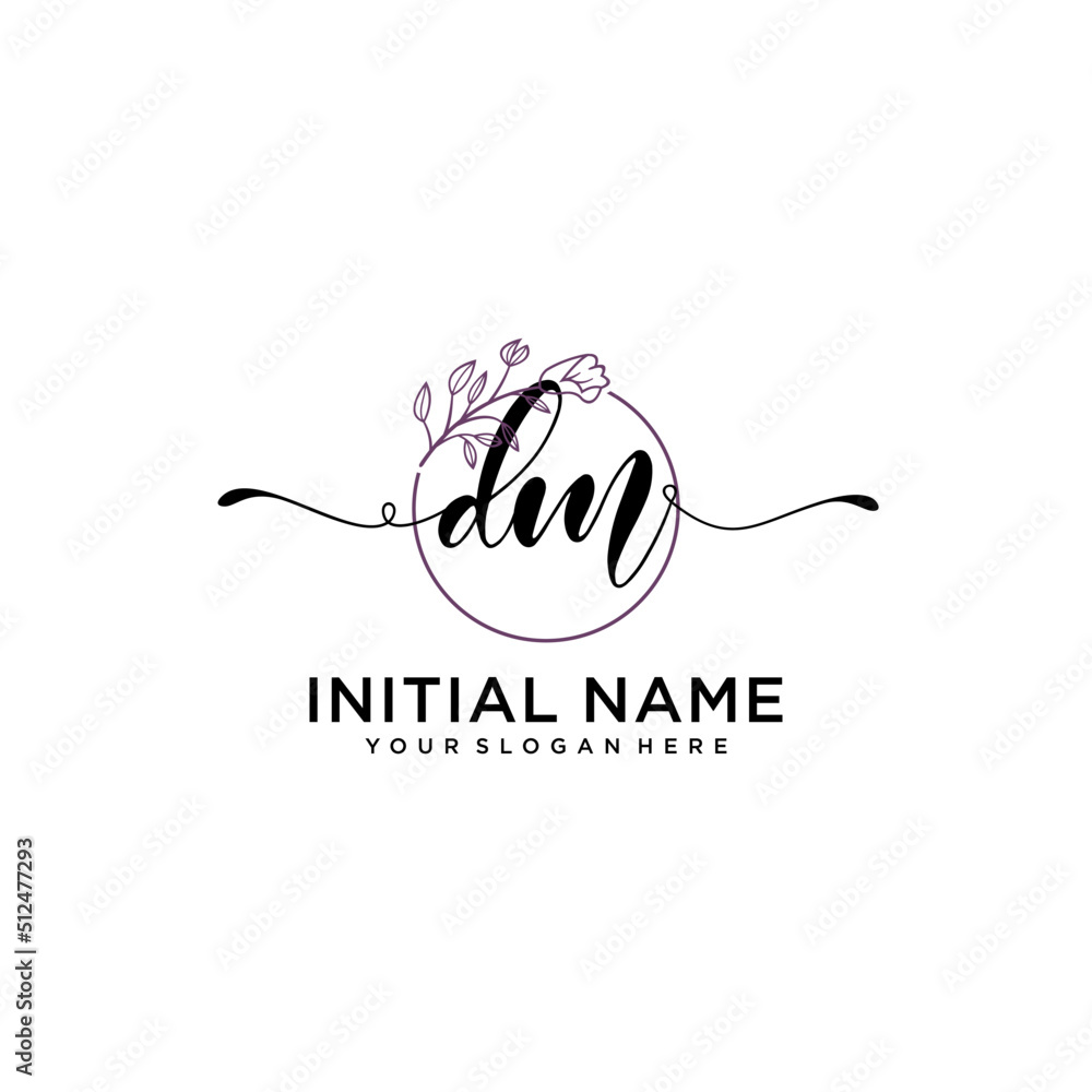 Initial letter DM beauty handwriting logo vector Stock Vector | Adobe Stock