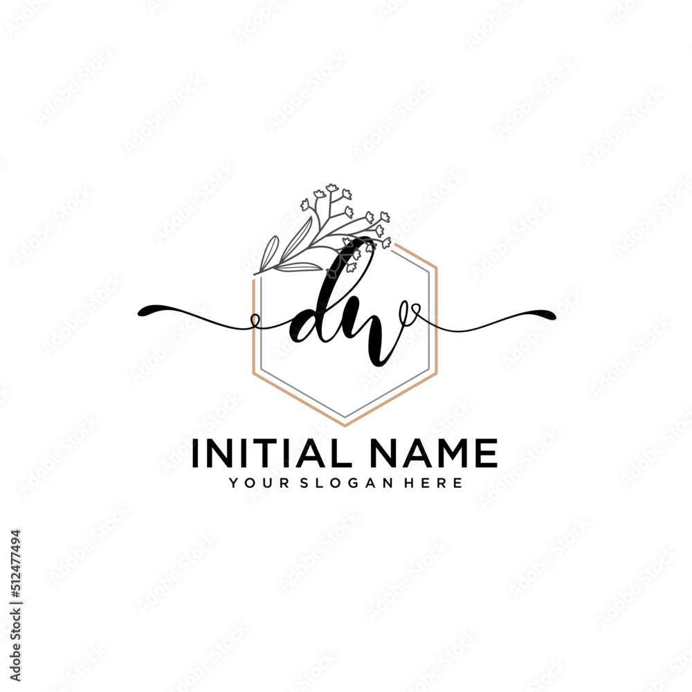 Initial letter DW beauty handwriting logo vector Stock Vector | Adobe Stock