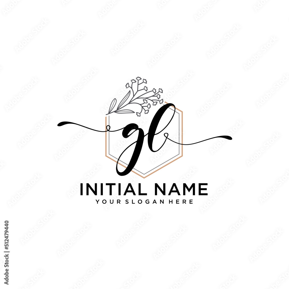 Initial letter GL beauty handwriting logo vector Stock Vector | Adobe Stock