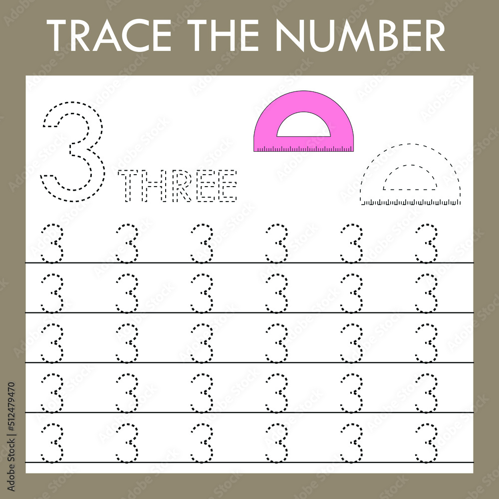 Vektorová grafika „A game of tracing the outlines of the number three ...