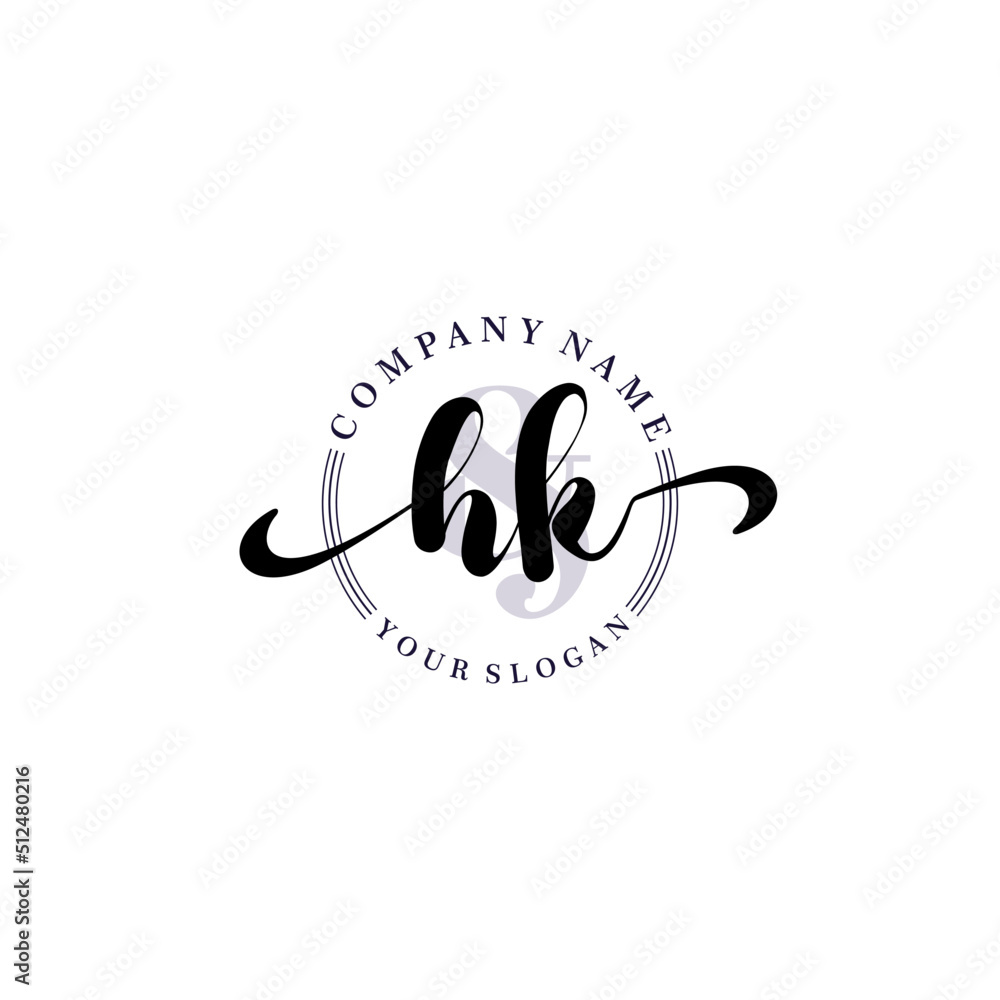 HK Initial handwriting logo vector. Hand lettering for designs. Stock ...